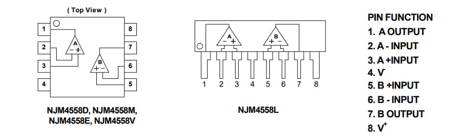 NJM4558 Dual Operational Amplifiers - Nisshinbo | Mouser